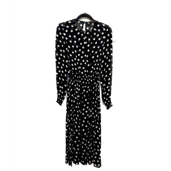 Zara | Dresses | Zara Dress Sheer Black And White Poka Dot | Poshmark